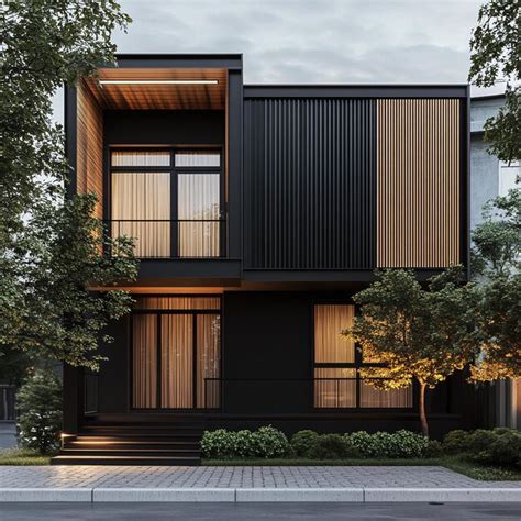 Maravilla De La Arquitectura Moderna Diseño Exterior De Casas Contemporáneas Imagen Premium