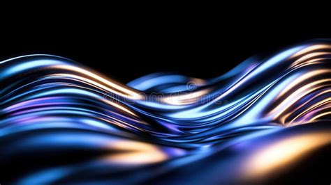 Abstract Silver And Gold Waves Flowing On A Blue Background Creating A Luxurious And Elegant