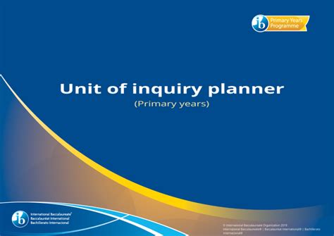 Unit Of Inquiry Planner Primary Years Solar System