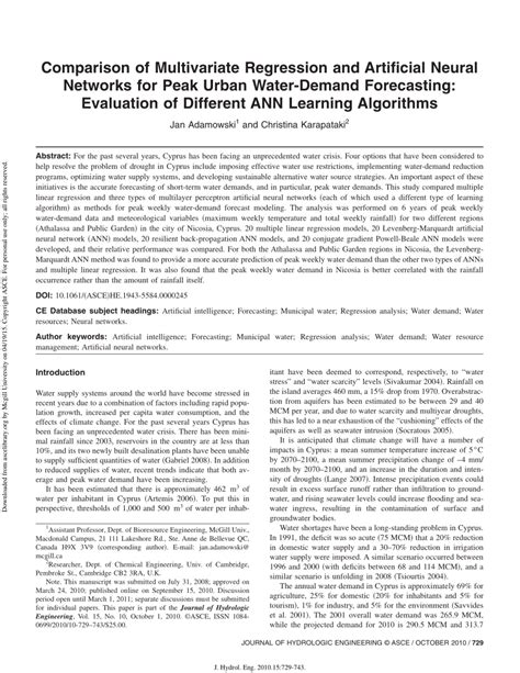 pdf comparison of multivariate regression and artificial neural