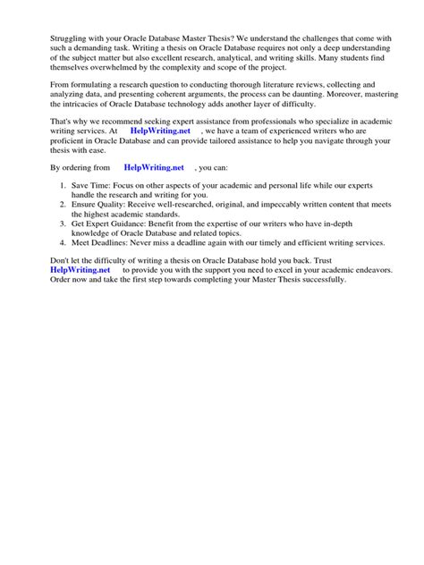 Oracle Database Master Thesis Download Free Pdf Databases Oracle