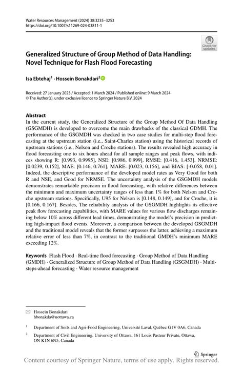 Generalized Structure Of Group Method Of Data Handling Novel Technique For Flash Flood