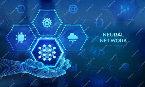 Premium Vector Neural Network Icon In Wireframe Hand Ai Artificial Intelligence Machine