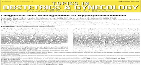 Diagnosis And Management Of Hyperprolactinemia Topics In Obstetrics And Gynecology