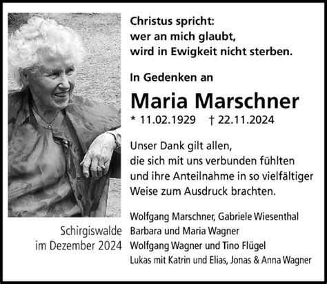 Traueranzeigen Von Maria Marschner Trauer Anzeigende