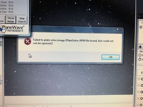 Plate Solving Trouble Plate Solving Main Sequence Software