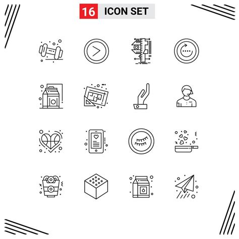 Group Of 16 Modern Outlines Set For Ui Reload Measure Refresh