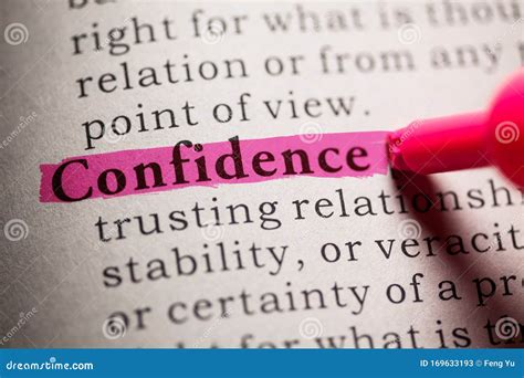 Definition Of The Word Confidence Stock Image Image Of Text Page