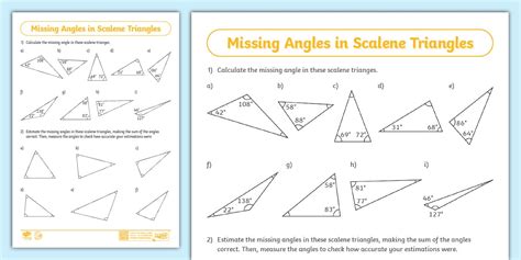 Ks2 Missing Angles In Scalene Triangles Worksheet Twinkl