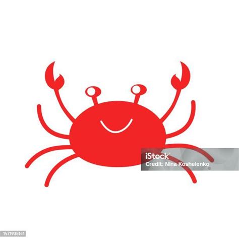 흰색 배경에 격리된 게 캐릭터 재미있는 게 바다 생물 벡터 일러스트 레이 션 갈고리 발톱에 대한 스톡 벡터 아트 및 기타 이미지 갈고리 발톱 갑각류 게 Istock