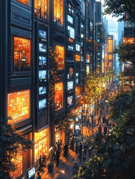 A Smart Office Environment With Employees Using Wallpaper Premium Ai Generated Image