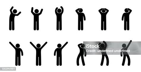 손 다양한 제스처 아이콘 사람 몸짓 인간의 실루엣 스탠드 스틱 그림 그림을 흔드는 사람들 가격에 대한 스톡 벡터 아트 및 기타 이미지 Istock