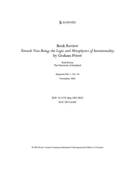 Towards Non Being The Logic And Metaphysics Of Int Pdf Metaphysics Logic