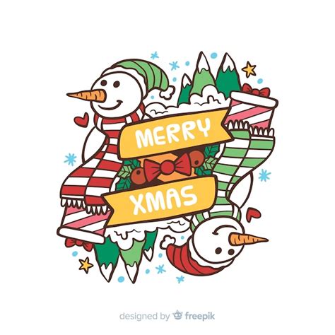 손으로 그린 크리스마스 배경 무료 벡터