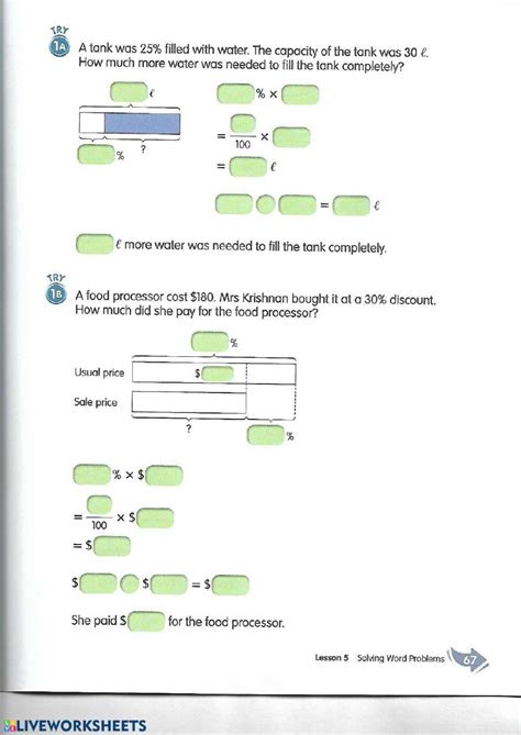 Percentage Word Free Interactive Worksheets 5439408