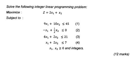 Solved Solve Using Simplex Methodsolve The Following Integer Linear
