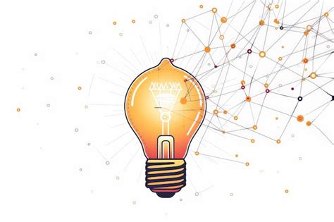 Creative New Ideas And Innovation Concept With Light Bulb And Network Connection Vector