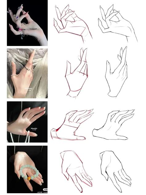 【手部素材】学会画各种姿势的手 花瓣网