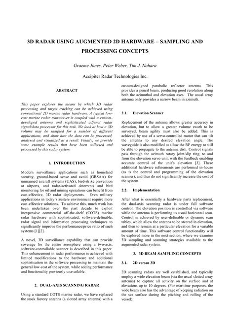 Pdf 3d Radar Using Augmented 2d Hardware — Sampling And Processing Concepts