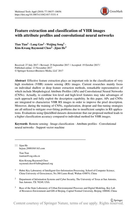 Feature Extraction And Classification Of Vhr Images With Attribute Profiles And Convolutional
