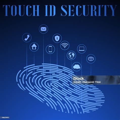 지문 스캔 아이콘 Iot 모바일 스마트 폰 기술 생태계 응용 프로그램 보안 터치 Id 시스템 벡터 일러스트 생체 인식 Id 인터페이스 보호 식별 데이터 디지털 권한 부여