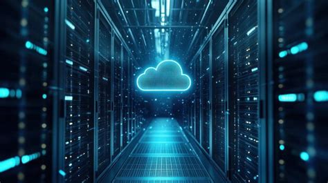 Cloud Computing In Server Room Premium Ai Generated Image