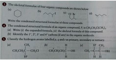 3 The Skeletal Formulae Of Four Organic Compounds Are Shown Below A