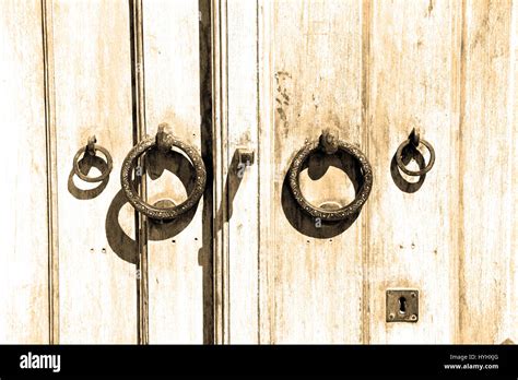 Blur In Iran Antique Door Entrance And Decorative Handle For Background