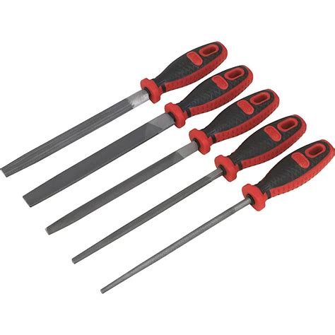 5 Piece 200mm Engineers Smooth Cut File Set Double Cut Comfort Grip