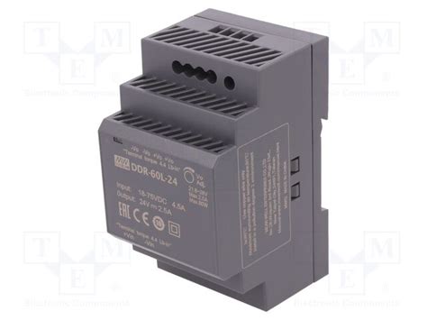 DDR-60L-24 MEAN WELL - Converter: DC/DC | 60W; Uin: 18÷75VDC; Uout: 24VDC; Iout: 2.5A; DDR | TME ...