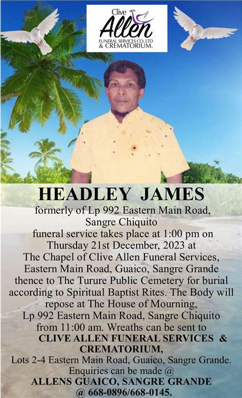Headley James Clive Allen Funeral Services Co Ltd And Crematorium