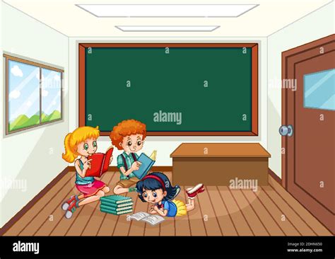 Students In The Classroom Background Illustration Stock Vector Image