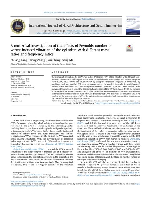 Pdf A Numerical Investigation Of The Effects Of Reynolds Number On