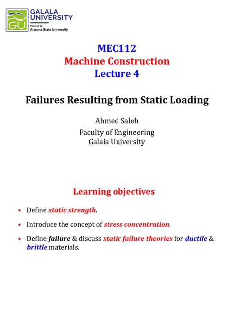 4 Mec112 Static Failure Theories Pdf Strength Of Materials Stress