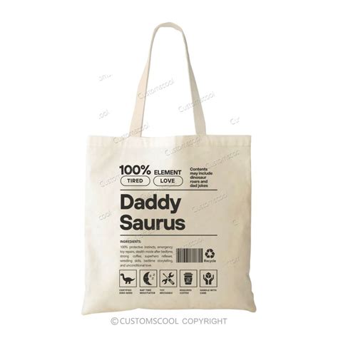 Daddy Saurus Tote Bag Customscool