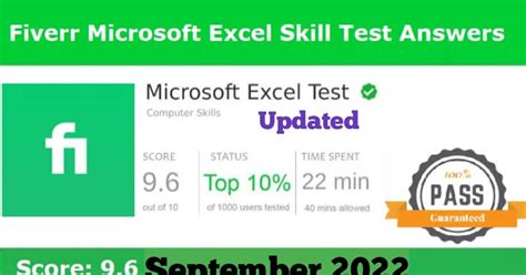 fiverr microsoft excel test answers 2022 full marks 100