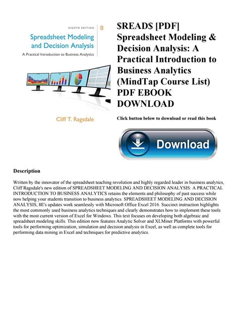 Spreadsheet Modeling And Decision Analysis 8th Edition — Db