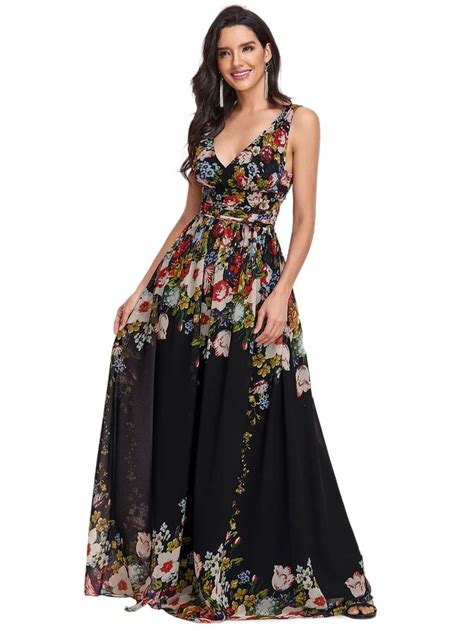 Ever Pretty Womens Elegant V Neck Sleeveless Chiffon Semi Formal Maxi