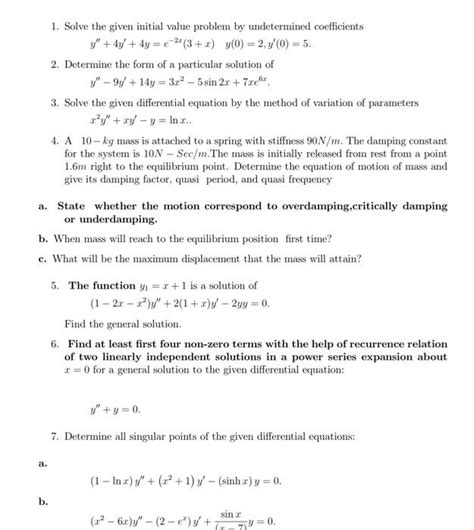 solved 1 solve the given initial value problem by