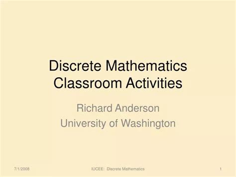 Ppt Discrete Mathematics Classroom Activities Powerpoint Presentation Id 1153745