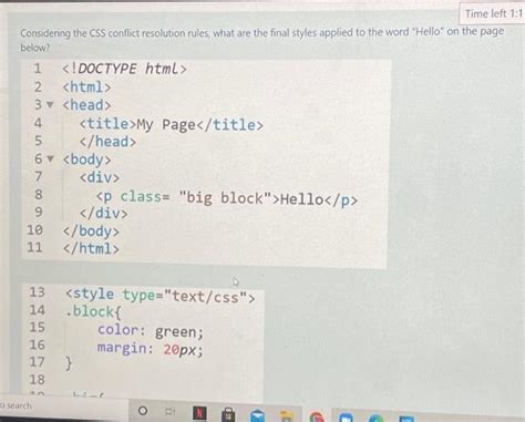 Solved Time Left 110 Considering The Css Conflict