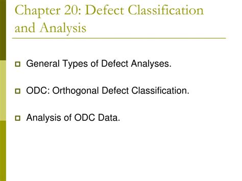 Ppt Chapter 20 Defect Classification And Analysis Powerpoint