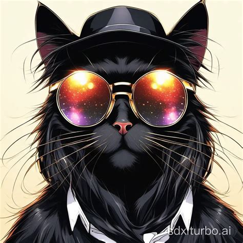 Stylish Black Cat Wearing Glasses Sdxl Free Online