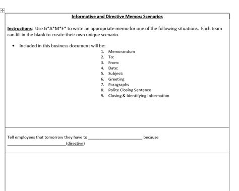 Solved Informative And Directive Memos Scenarios Chegg Com