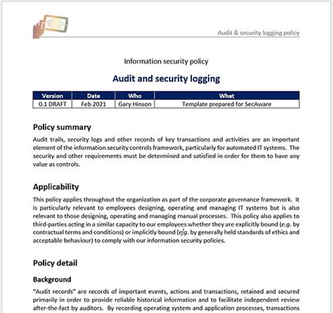 Policy On Audit And Security Logging