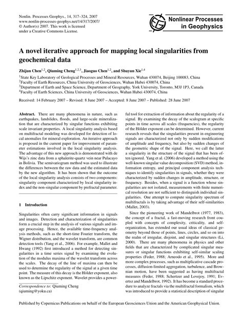 Pdf A Novel Iterative Approach For Mapping Local Singularities From