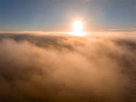 Aerial View Of Sunlit Sky And Clouds Over San Francisco Area Stock
