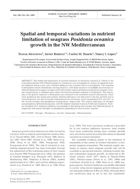 Pdf Spatial And Temporal Variations In Nutrient Limitation Of