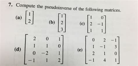 Solved Compute The Pseudoinverse Of The Following Chegg