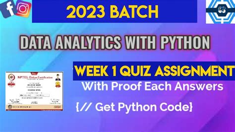 Data Analytics With Python Week 1 Answers 2023 Nptel Swayam